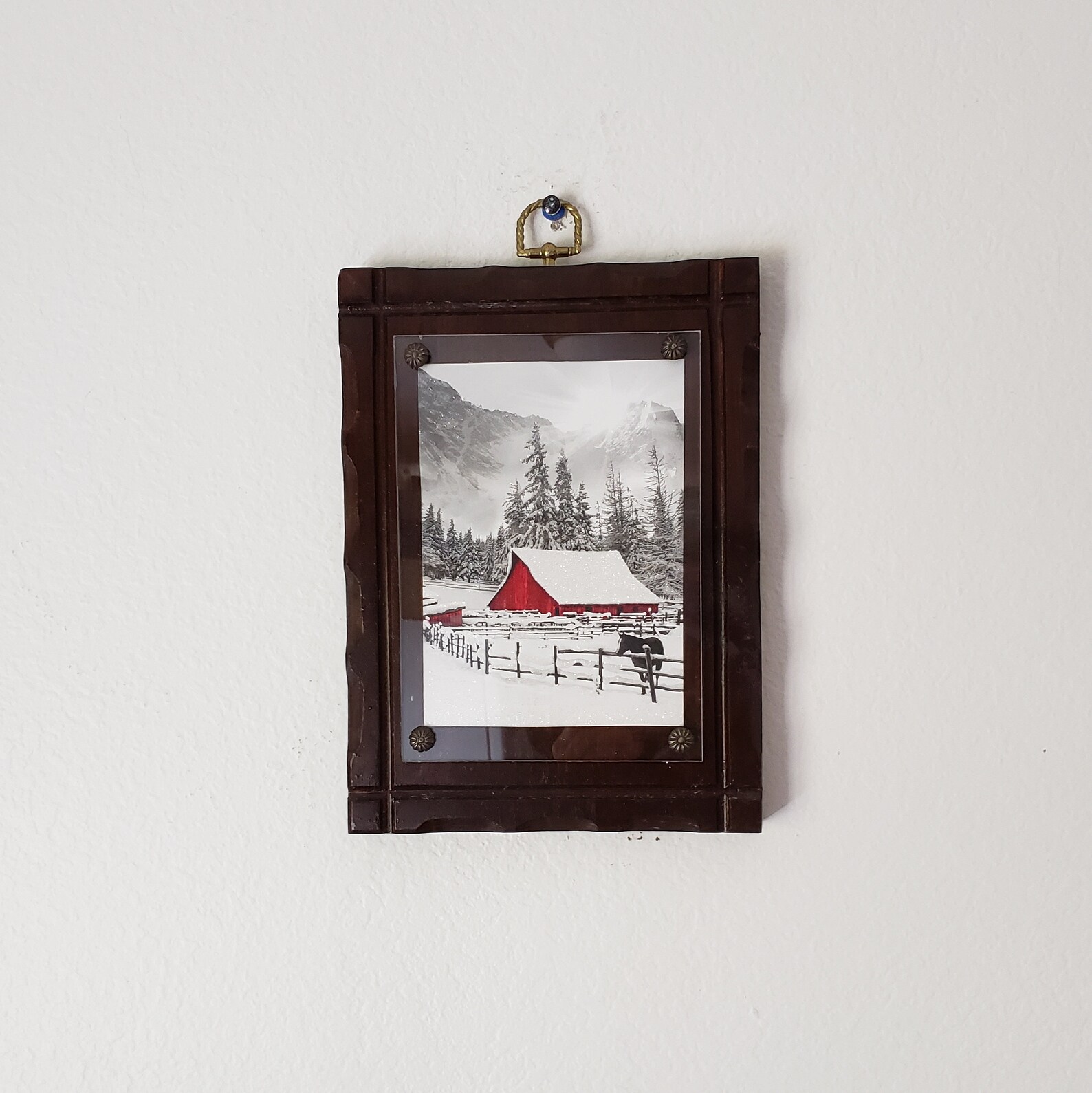 Dark Wood Photo Frame With Plastic Cover Vintage Wall Hung - Etsy