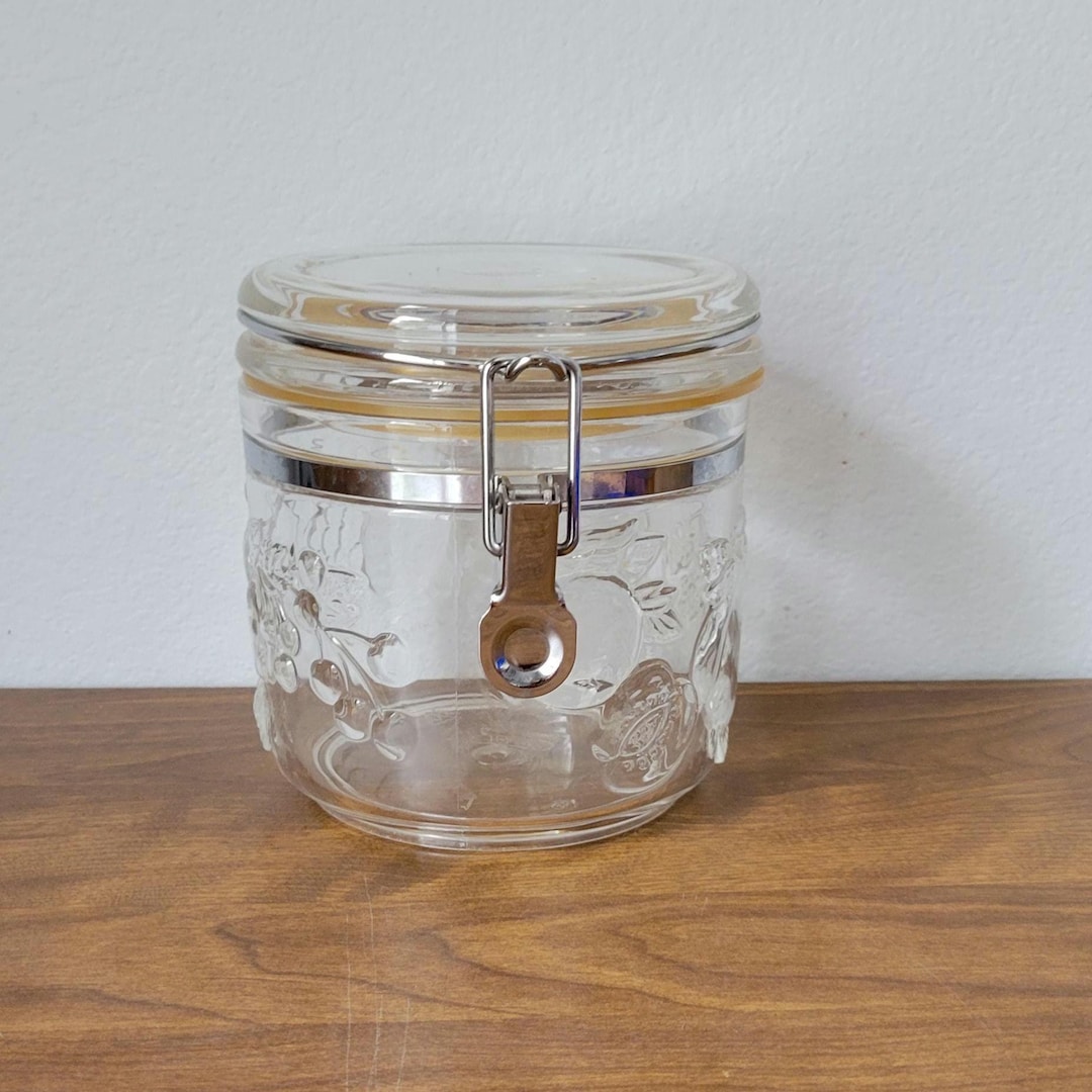 Vintage Felli Storage Container, Hard Plastic Canister With Embossed ...