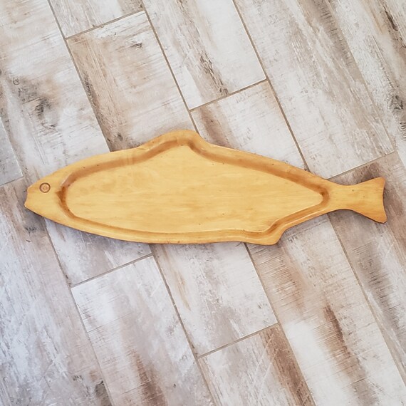 Long Fish Shaped Tray Vintage Solid Wood Display Tray | Etsy