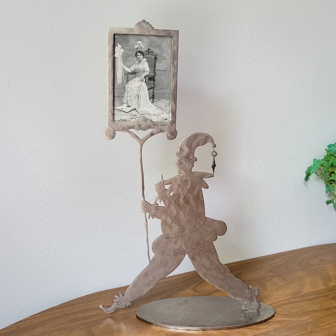 Amy Hess Court Jester Photo Frame, Brushed Metal Clown Figure - Etsy