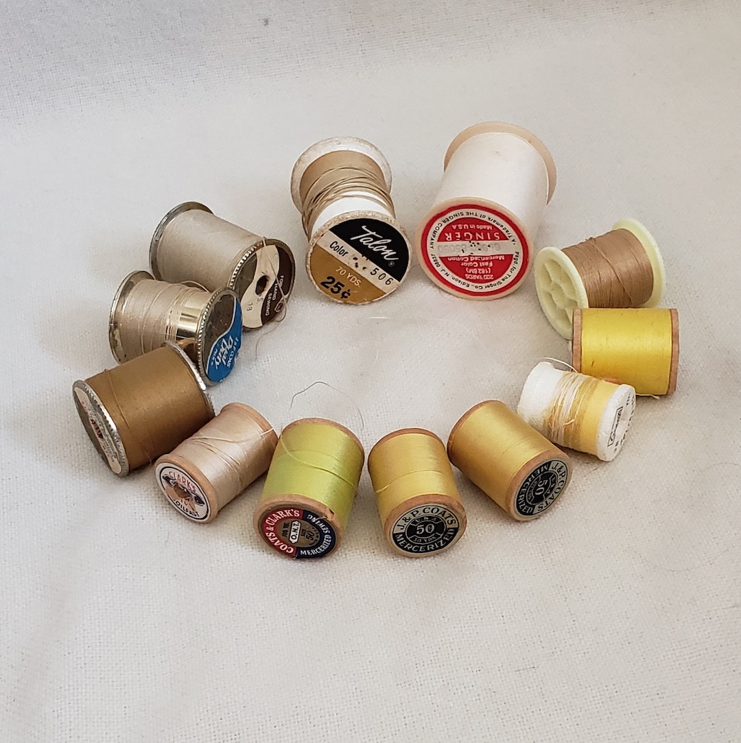 Assorted Yellow Thread Spools, Wood and Plastic Vintage Spool ...