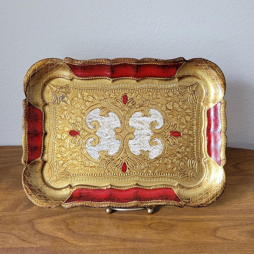 Vintage Hand Painted Italian Florentine Tray - Etsy