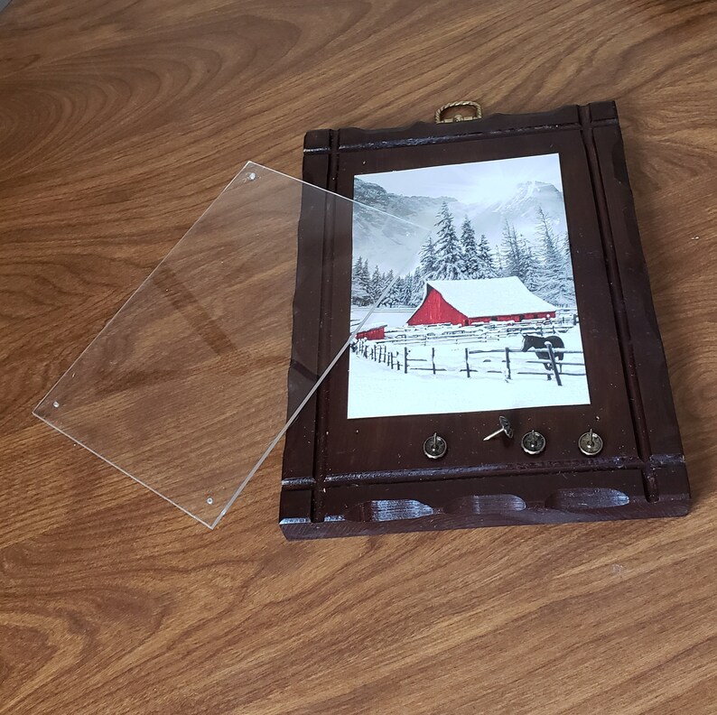 Dark Wood Photo Frame With Plastic Cover Vintage Wall Hung - Etsy