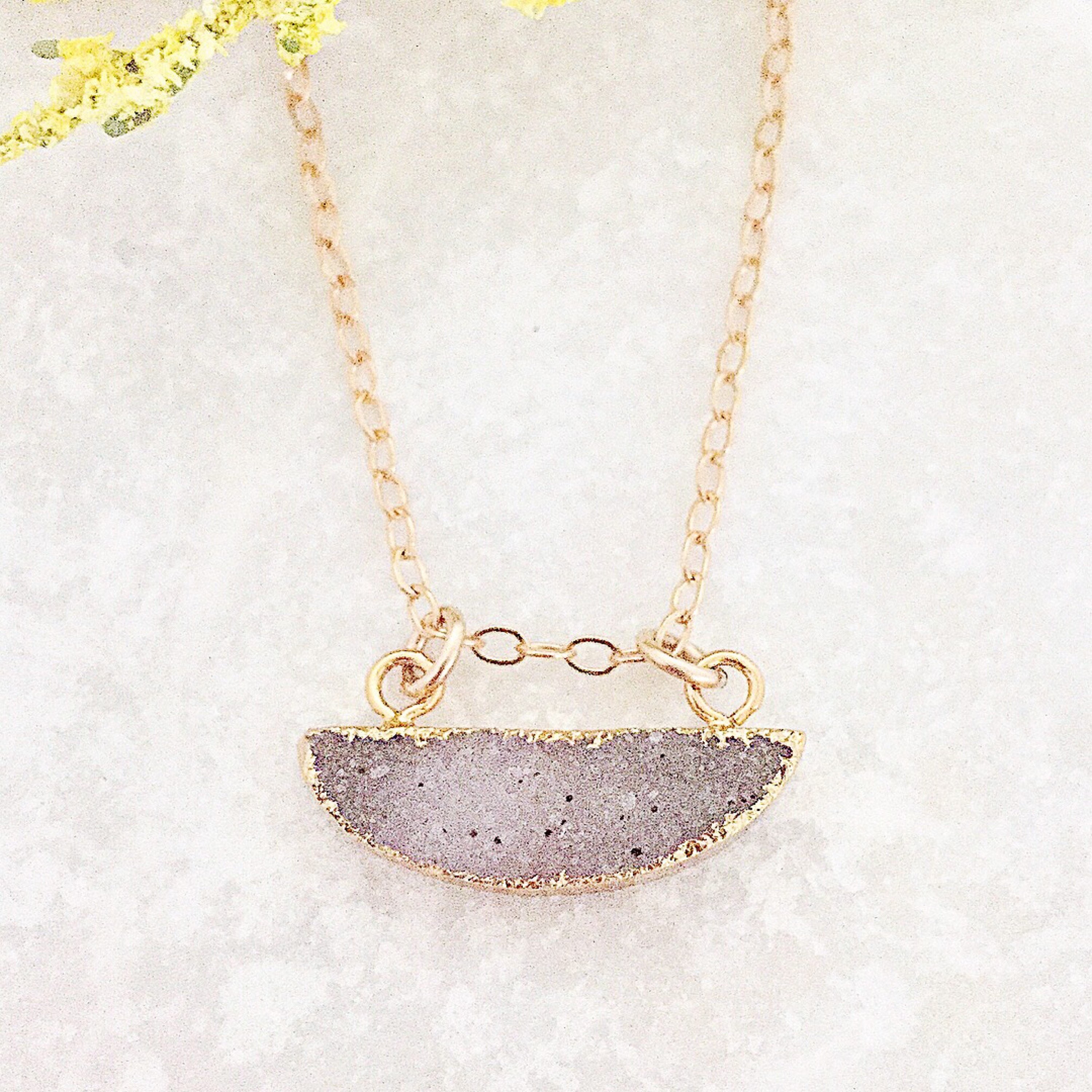 Collar de luna druzy, oro, collar de luna creciente, regalo para su ...