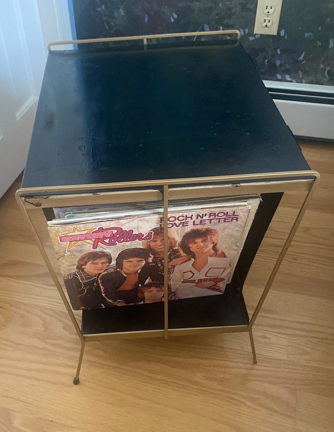 Metal Record Shelf Rack this is a Vintage Metal Record Shelf Rack - Etsy