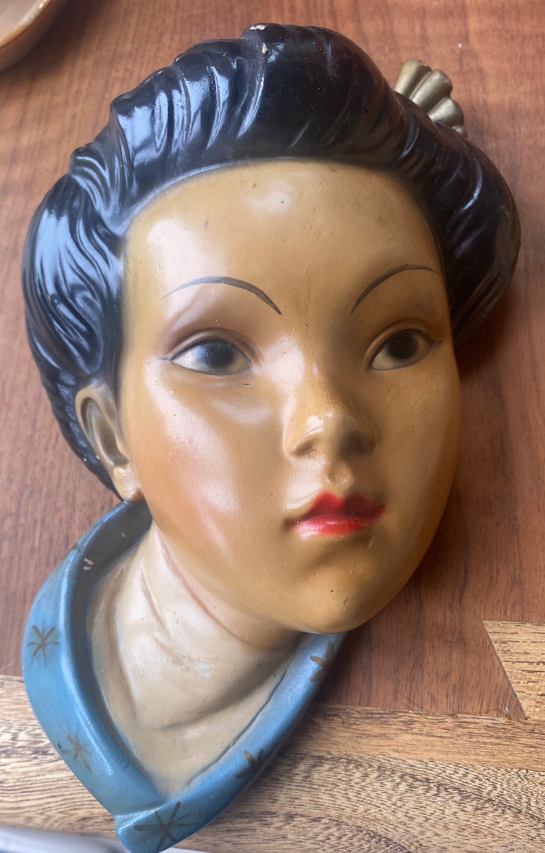 Vintage Ceramic 1940s 50s Boy & Girl Wall Masks Heavy - Etsy