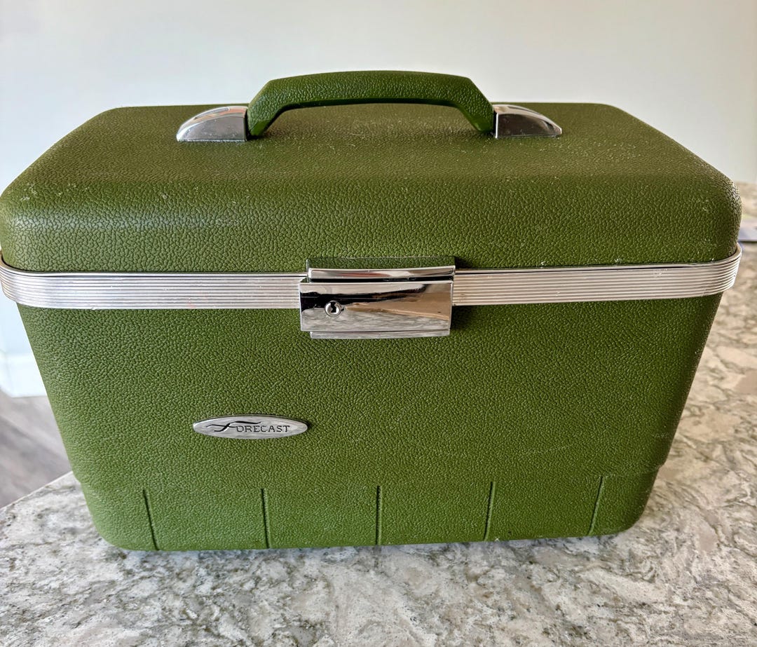 Sears Forecast Train Case Avocado Green VTG MCM Retro Hard Train Make ...