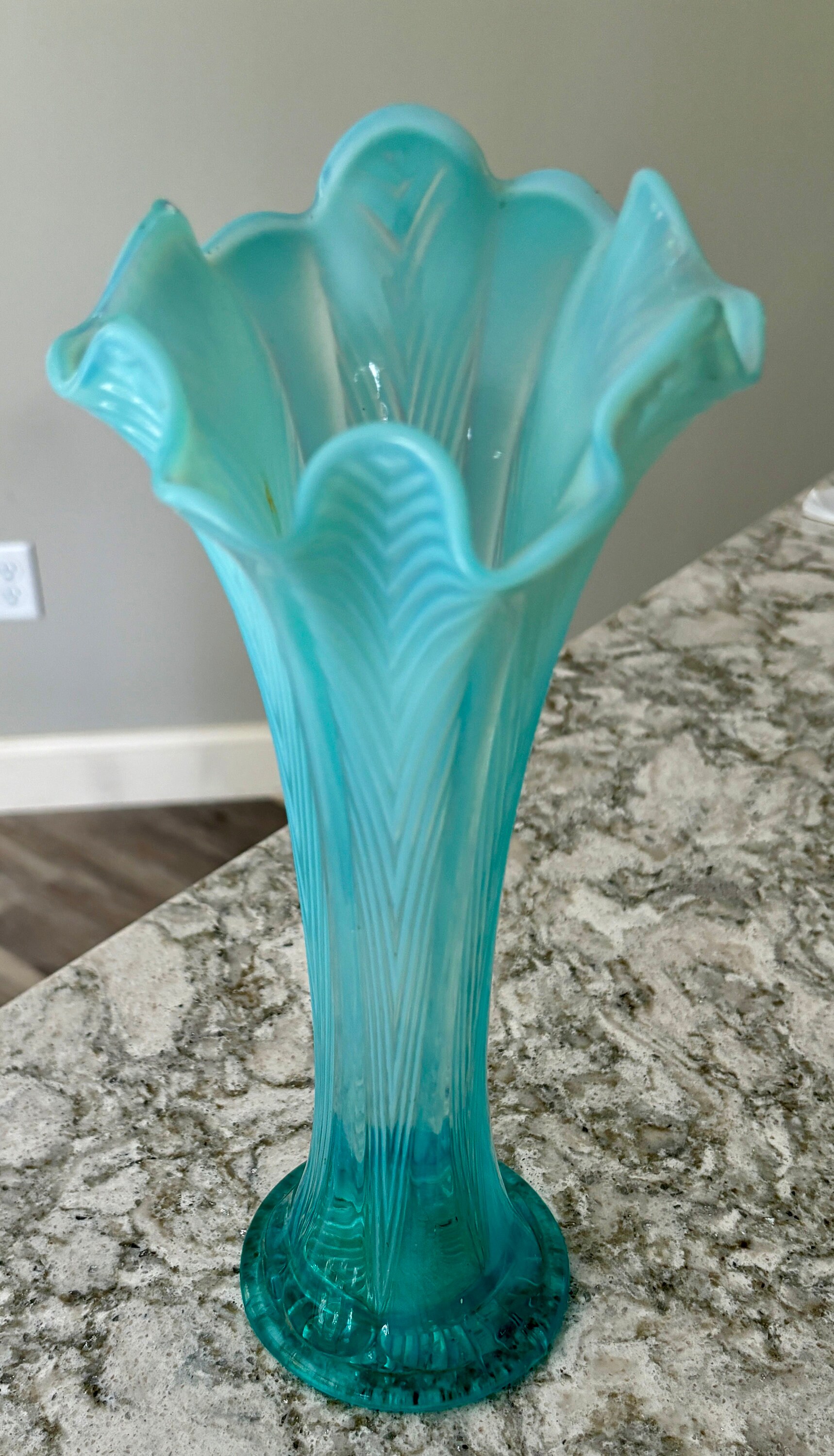 Vintage Swung Aqua Opalescent Vase - Etsy
