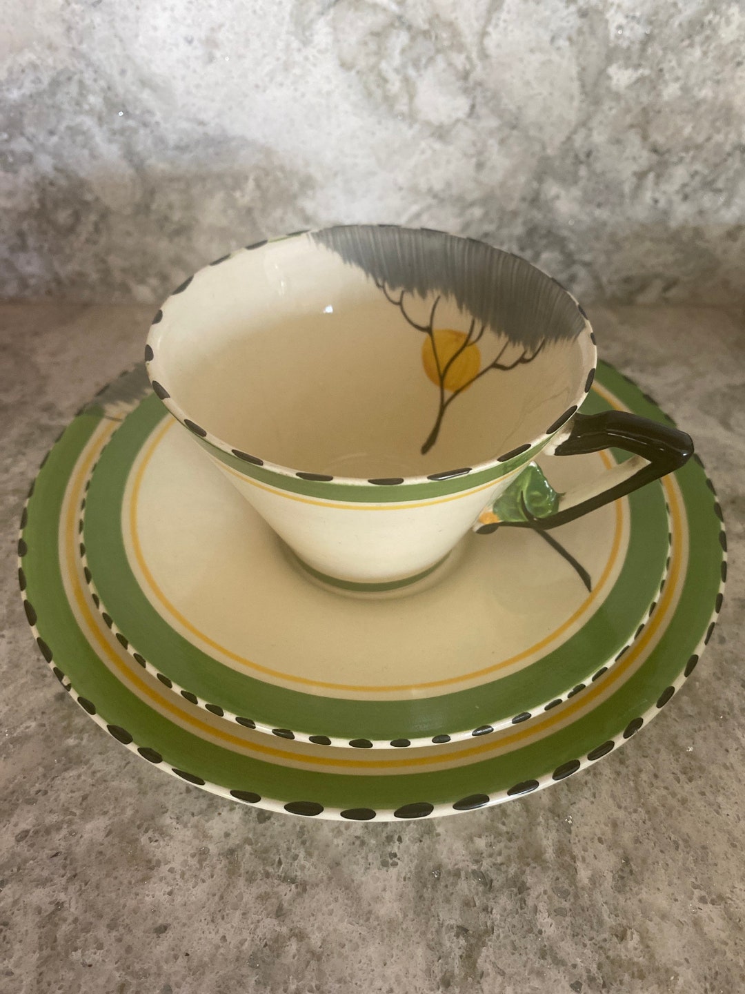 Burleigh Ware Pattern is Dawn Art Deco Trio Set Cup Saucer, Plate 1930s ...