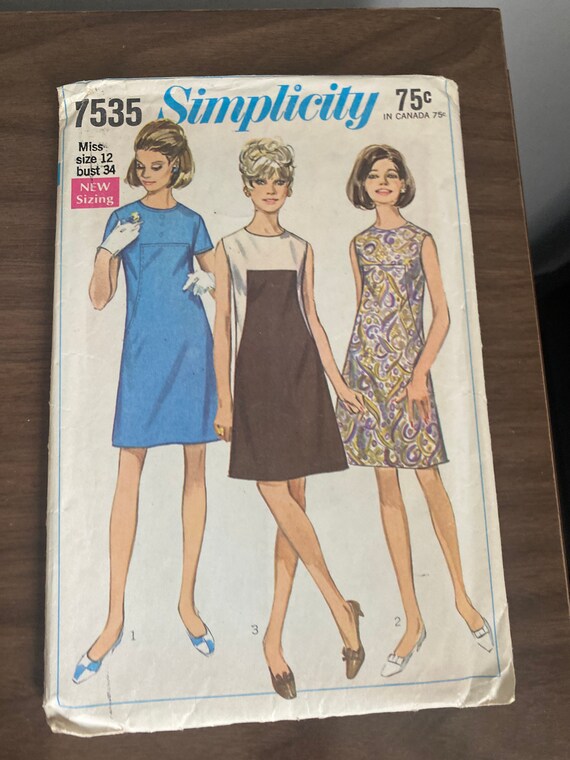 Simplicity Sewing Pattern 7535 Dress Size 12 Bust 34 | Etsy