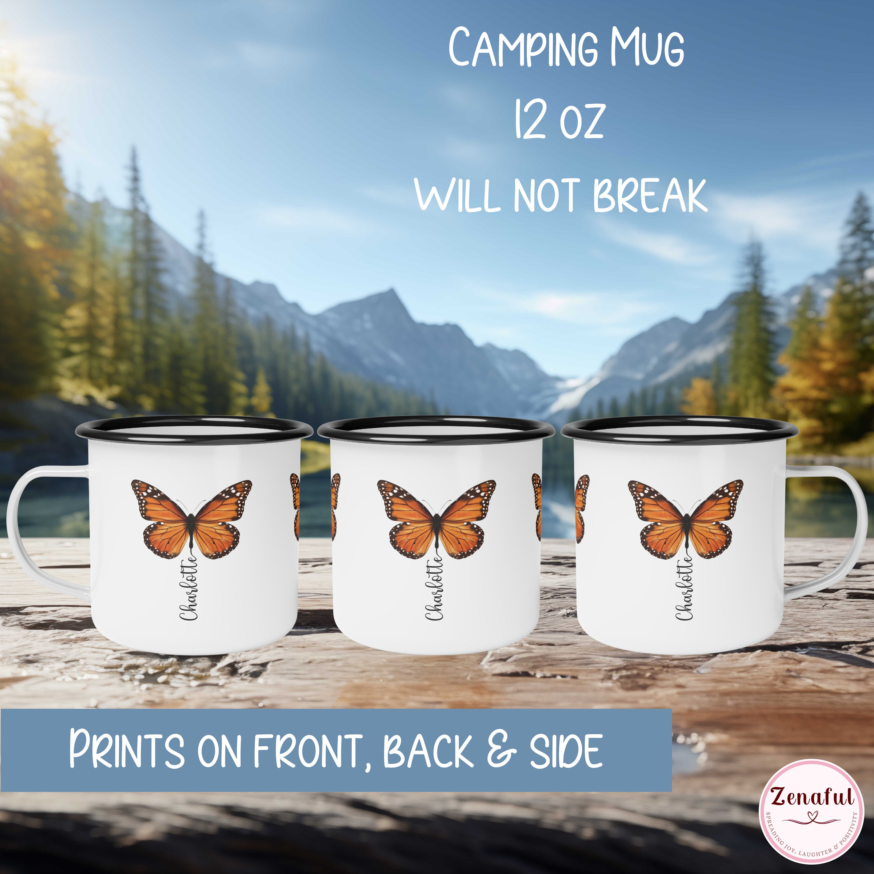 Monarch Butterfly Personalized Coffee Cup, Glamping Coffee Mug, Custom ...