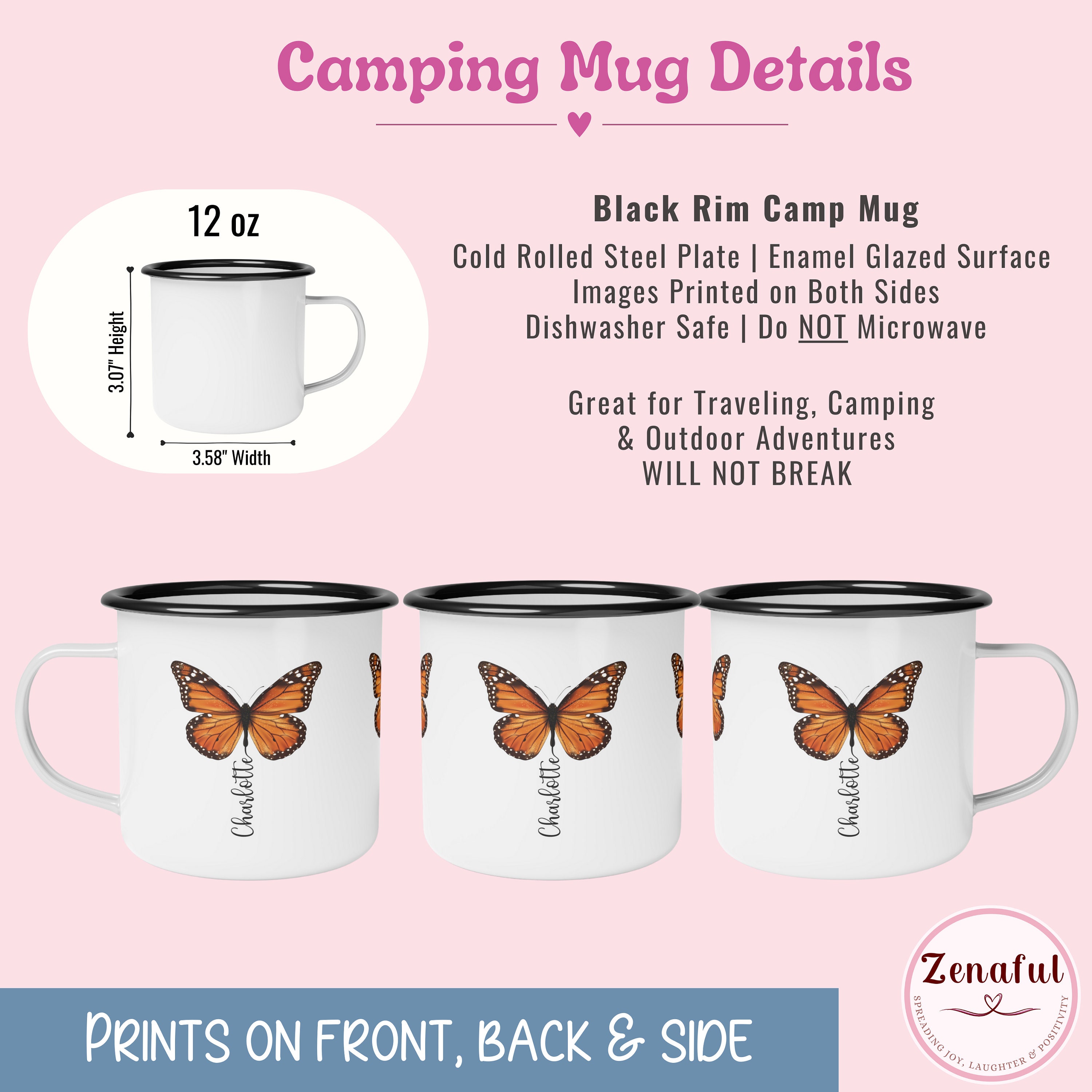 Monarch Butterfly Personalized Coffee Cup, Glamping Coffee Mug, Custom ...