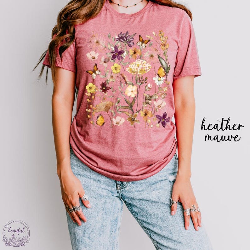Vintage Pressed Flowers Shirt, Boho Cottagecore Tshirt, Botanical ...