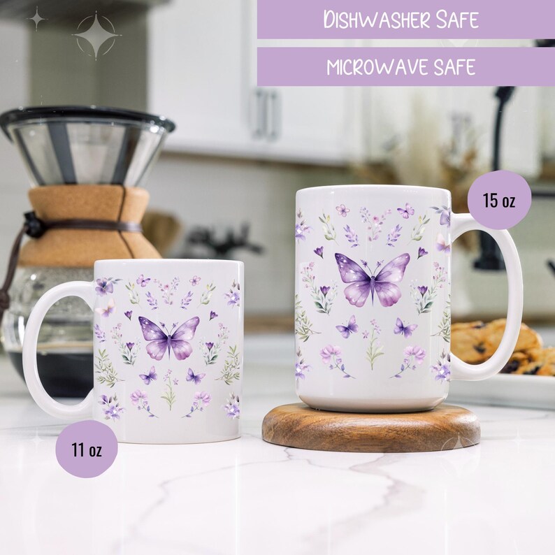 Butterfly Wildflower Mug, Boho Wildflowers Cottagecore Coffee Mug ...