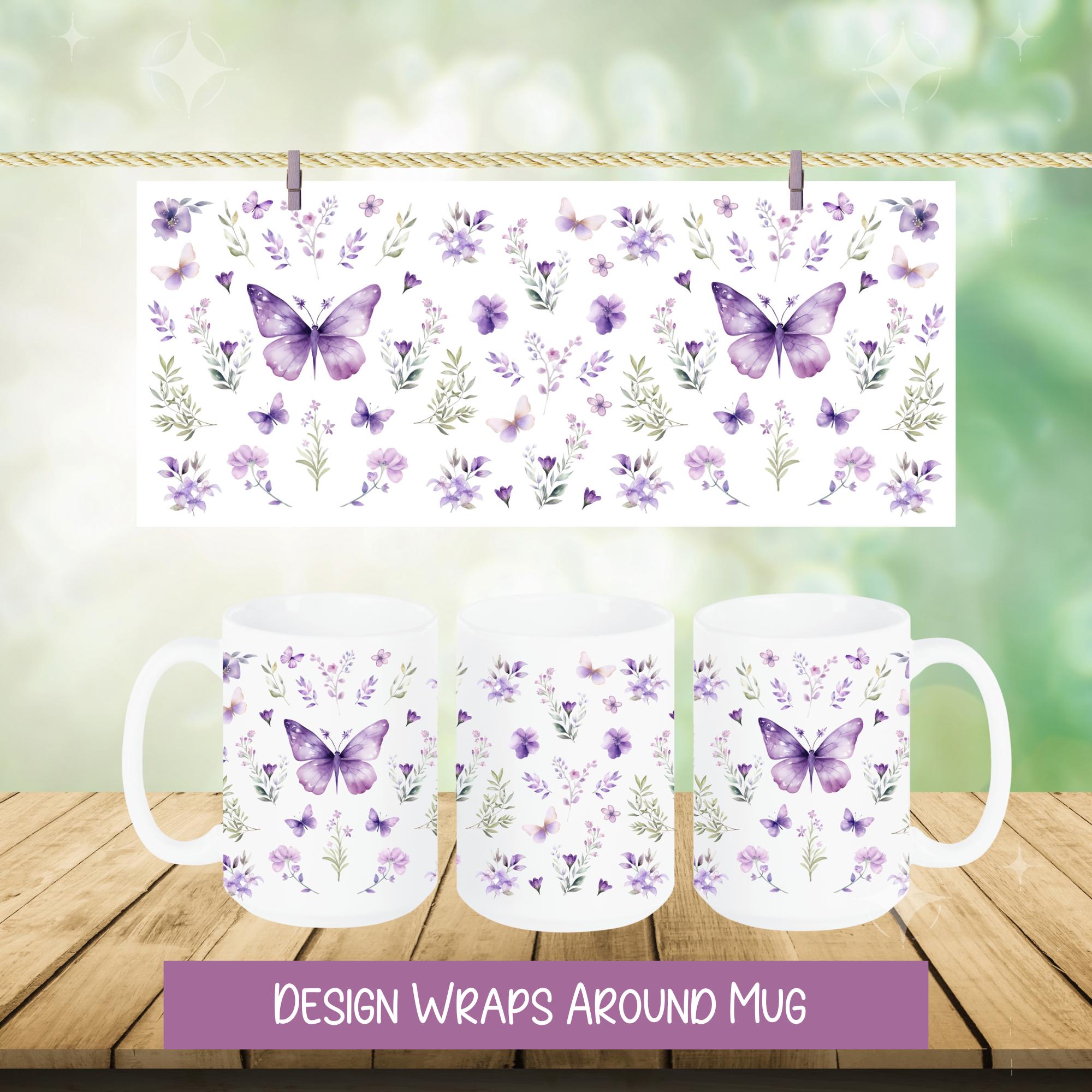 Butterfly Wildflower Mug, Boho Wildflowers Cottagecore Coffee Mug ...