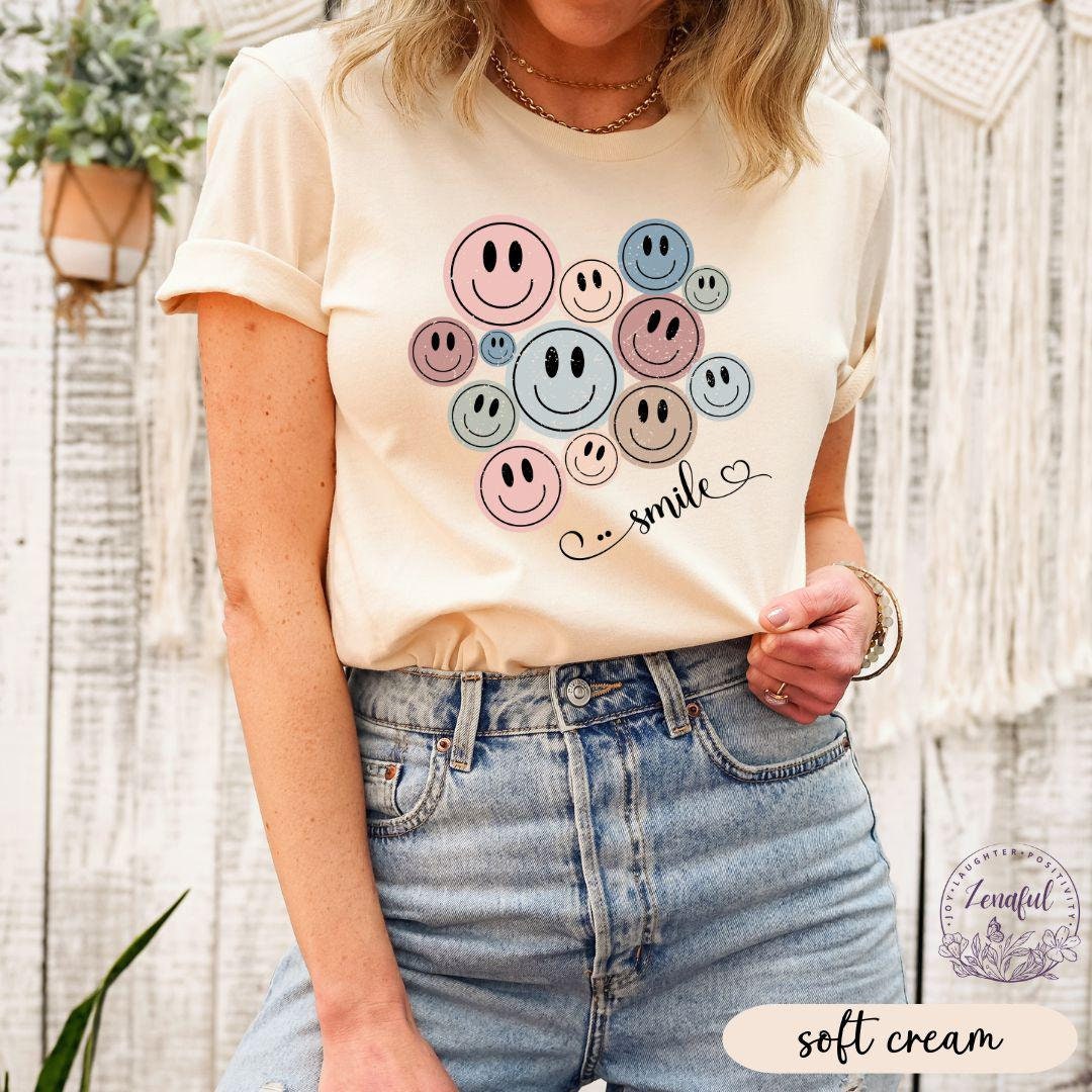 Smiley Faces Shirt, Happy Face T-shirt, Retro Smiley Face T-shirt ...