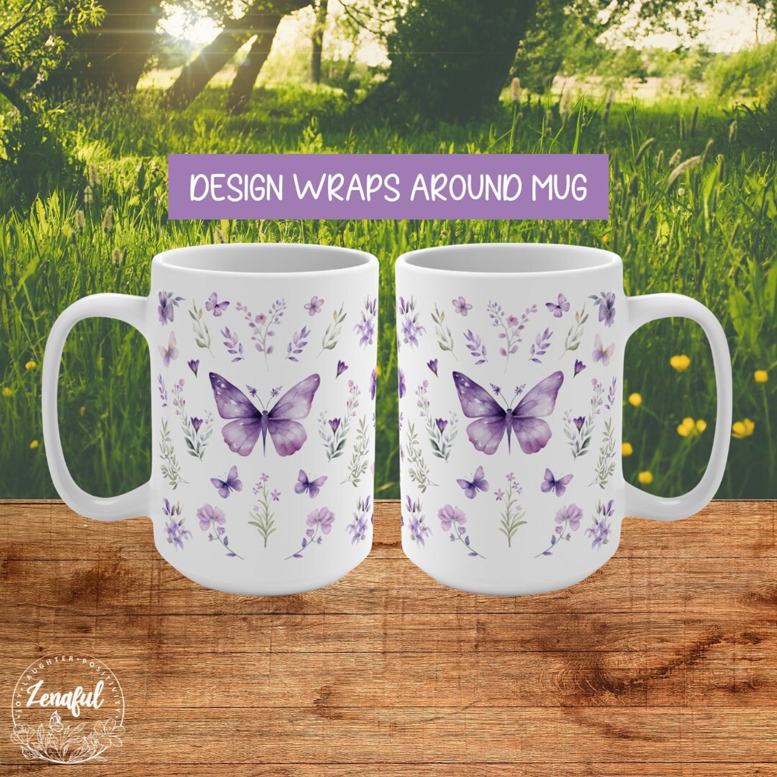 Butterfly Wildflower Mug, Boho Wildflowers Cottagecore Coffee Mug ...