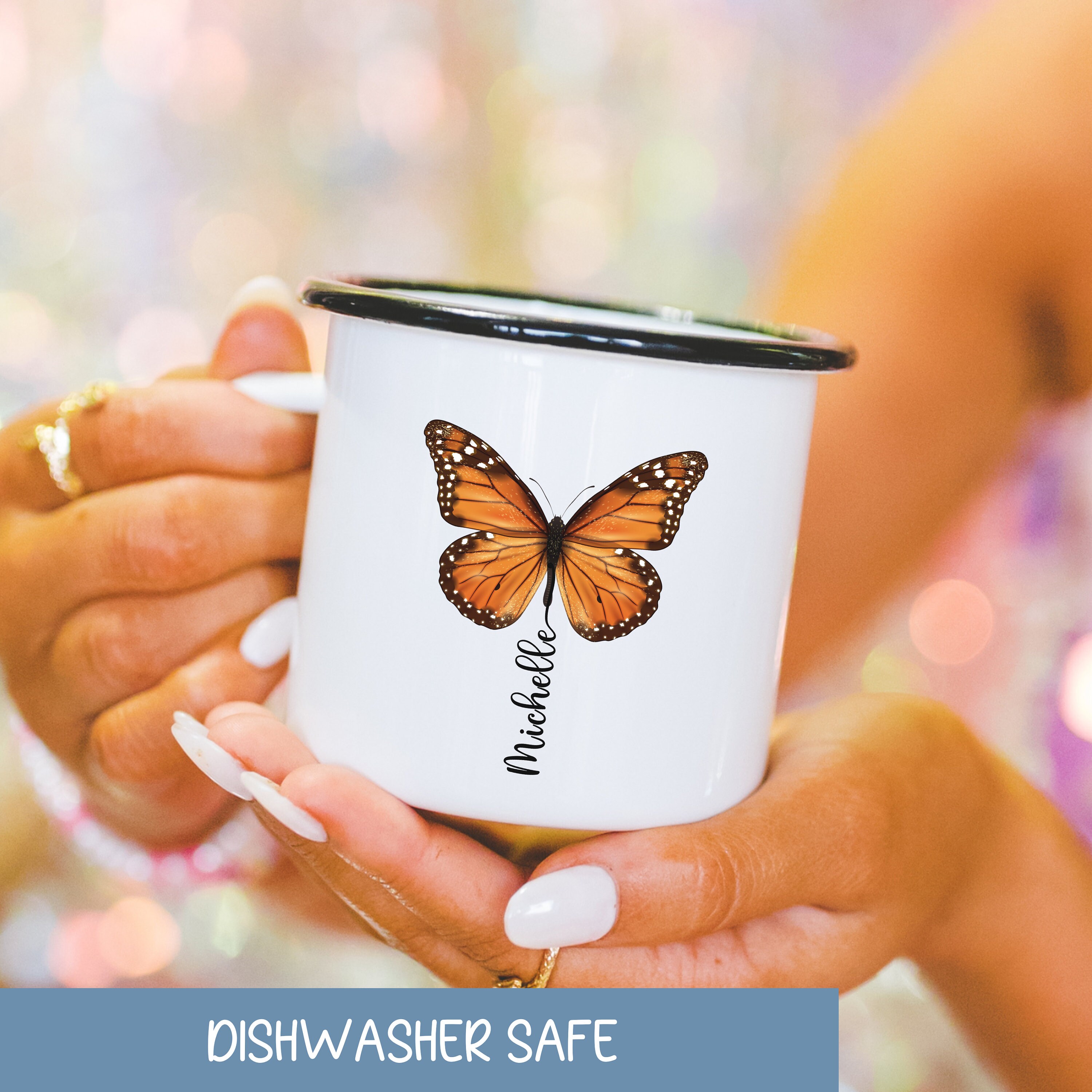 Monarch Butterfly Personalized Coffee Cup, Glamping Coffee Mug, Custom ...