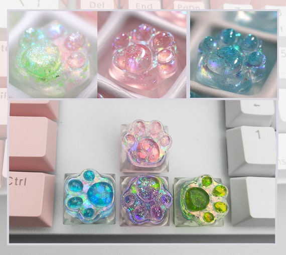 Custom Keycap Cat Paw Cute DIY Key Cap, Transparent Crystal Kitty Paw ...