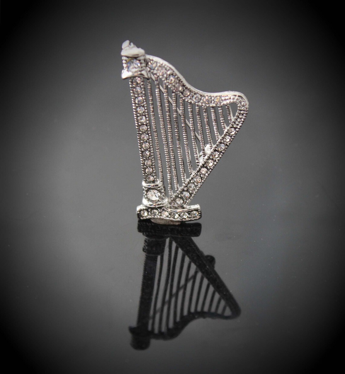 Harp Pin Brooch With Crystal - Etsy