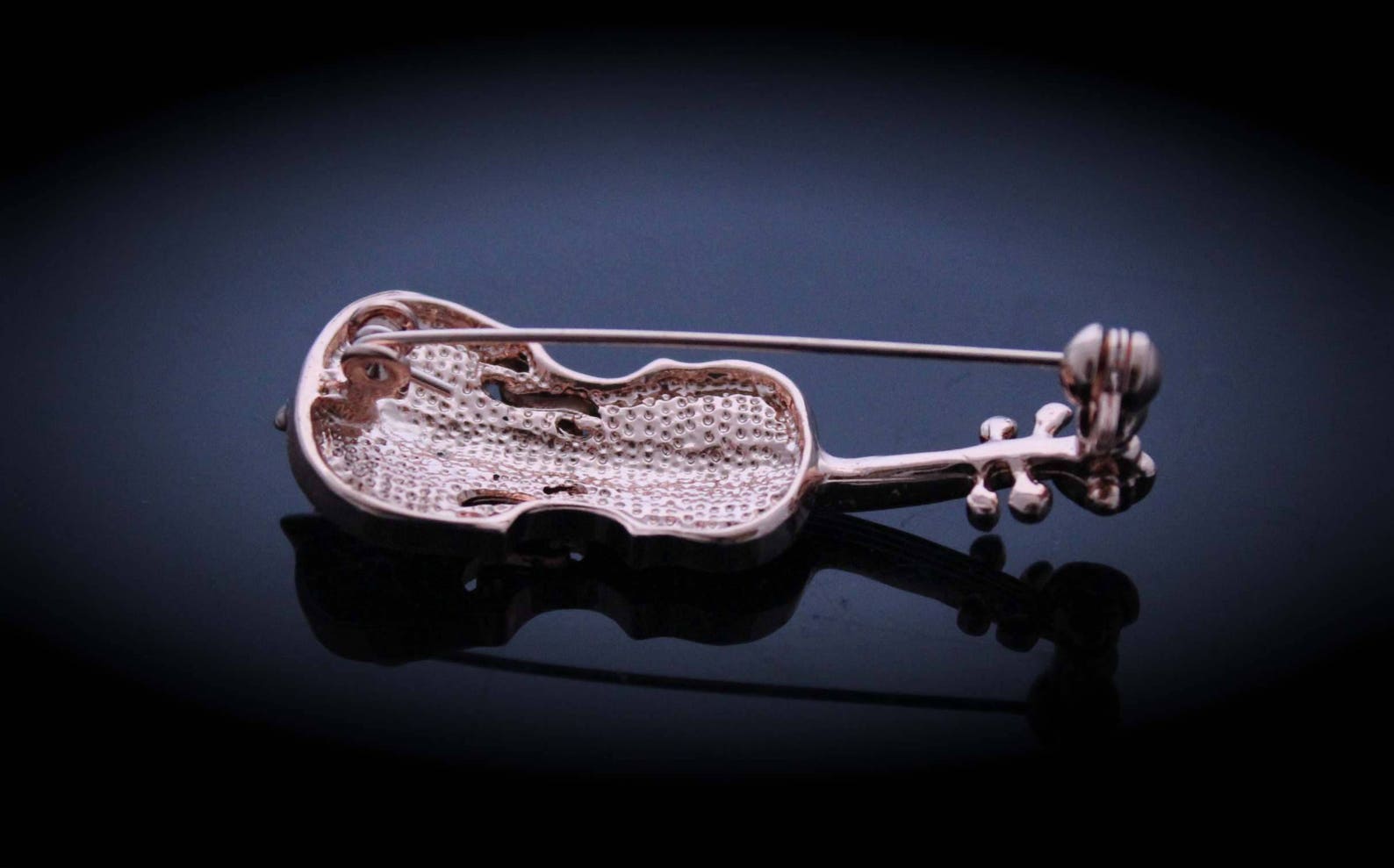 Violin Crystal Pin Brooch Silver and Gold - Etsy