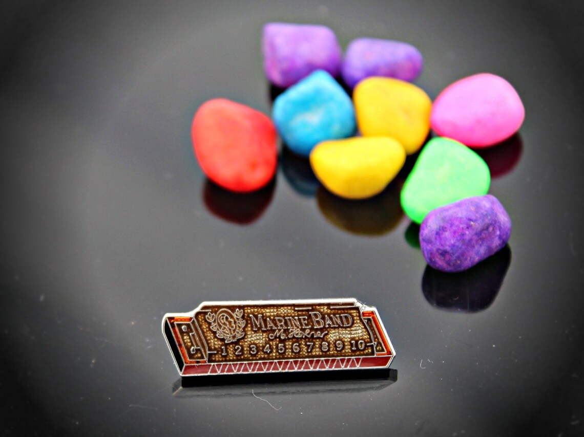 Harmonica Musical Instrument Pin Badge - Etsy