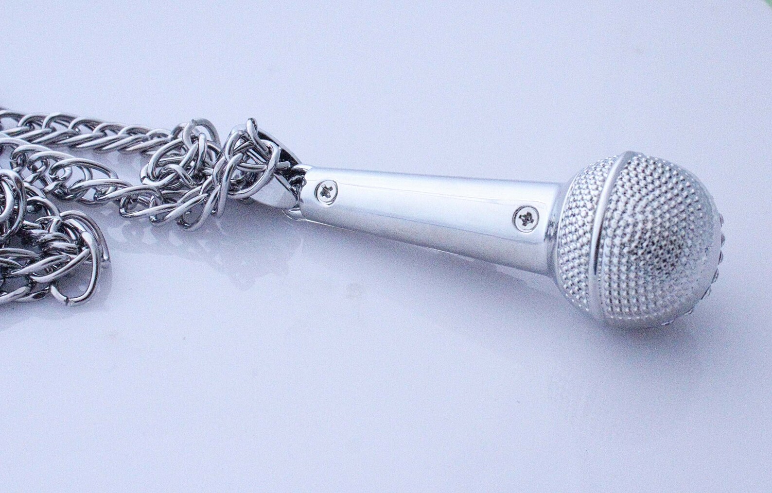 Microphone Necklace Large Hip Hop /rapper gold or Silver - Etsy UK