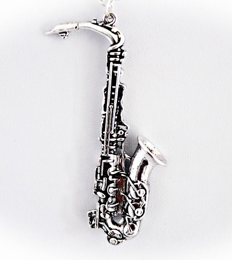Silver Saxophone Necklace Vintage Style - Etsy Australia