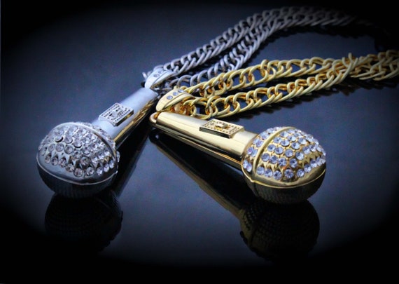 Microphone Necklace Large Hip Hop /rapper gold or Silver - Etsy UK