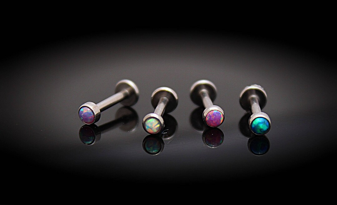 Opal Labret Studs Body Jewellery 16G Choice of Opal Colour - Etsy