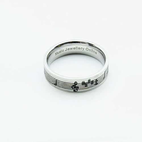 Music Ring Black Stainless Steel - Etsy