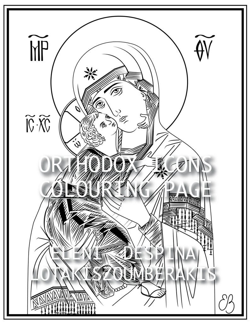 Theotokos and Christ Icon Coloring Page - Etsy Australia
