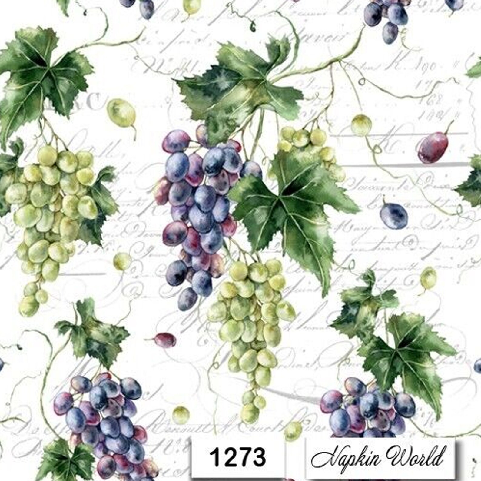 Grapes Script Fruit Vine Decorative Paper Two Individual Paper Luncheon ...