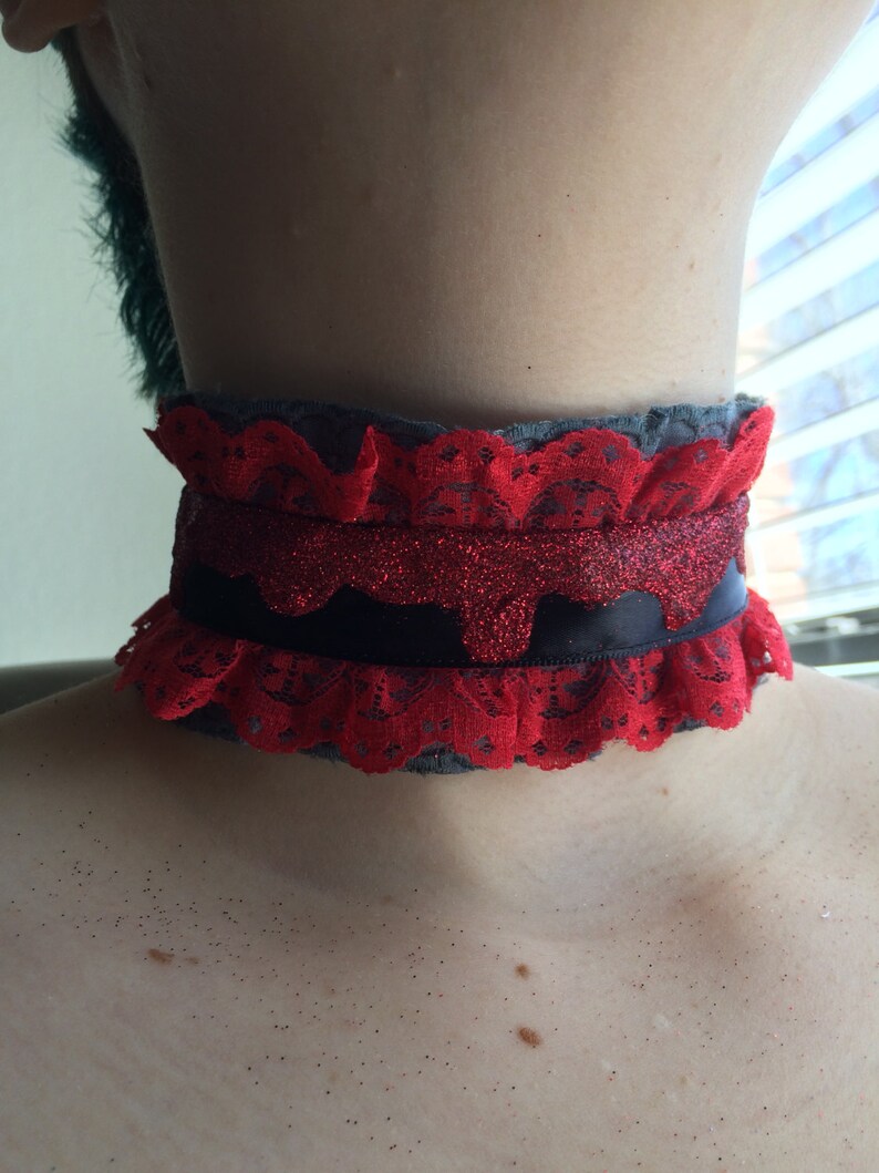 Red and Black Glitter Blood Drip Choker Necklace - Etsy UK