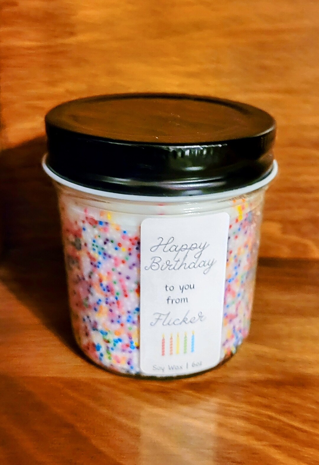 FLICKER | Birthday Cake Soy Wood Wick Candle, Customizable Birthday ...