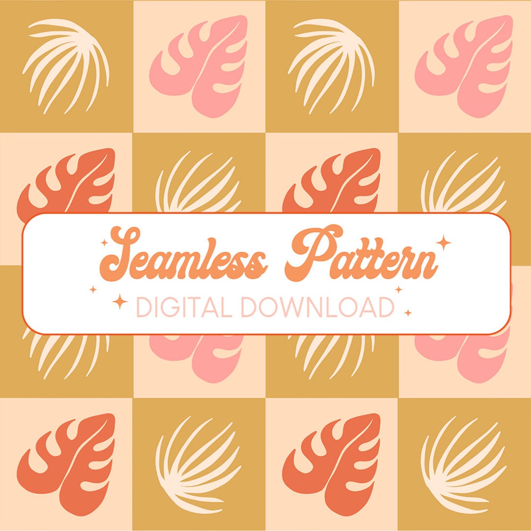 Monstera Checkerboard Digital Seamless Pattern - Botanical Pattern ...