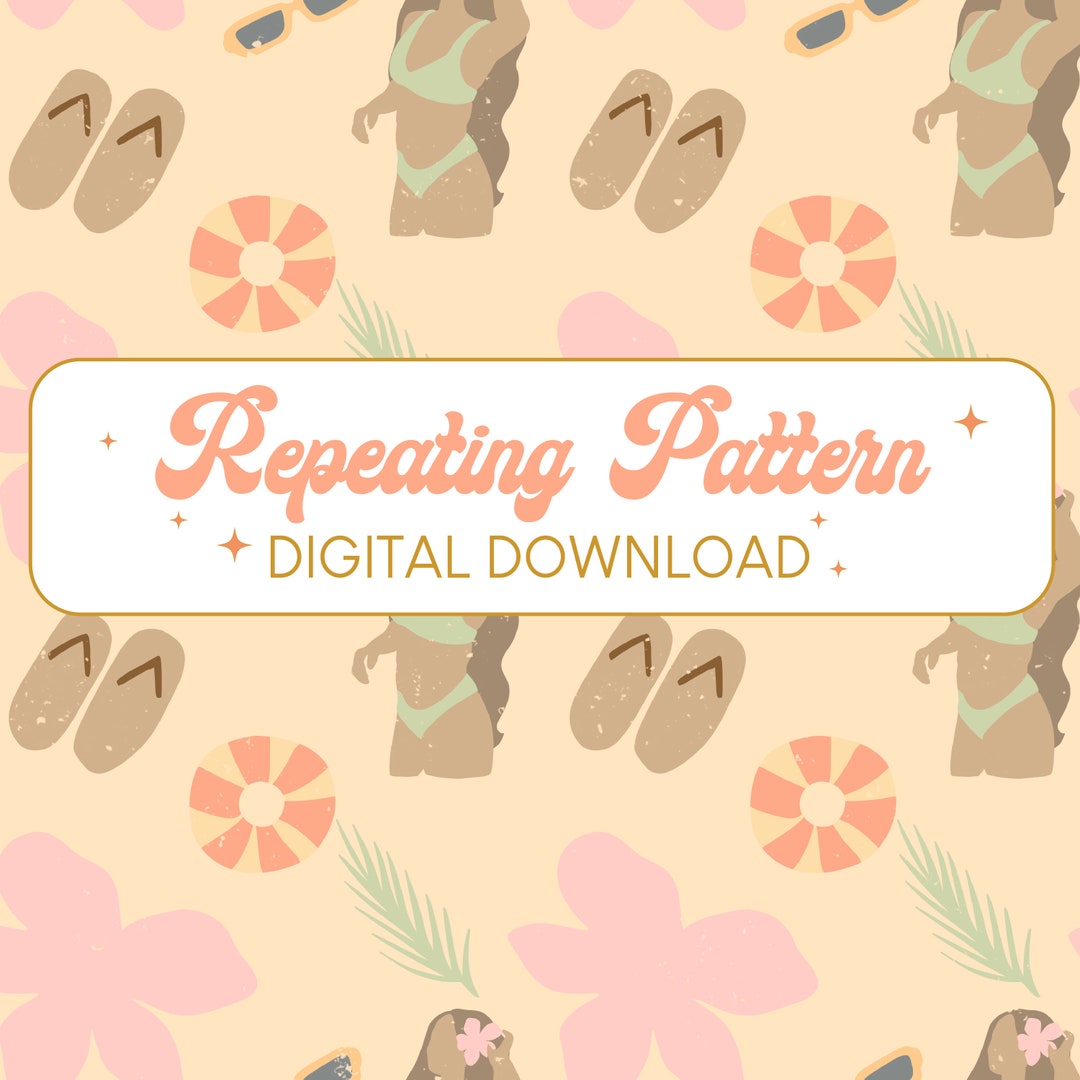 Beach Girl Life Digital Download Seamless Pattern - Aesthetic Summer ...