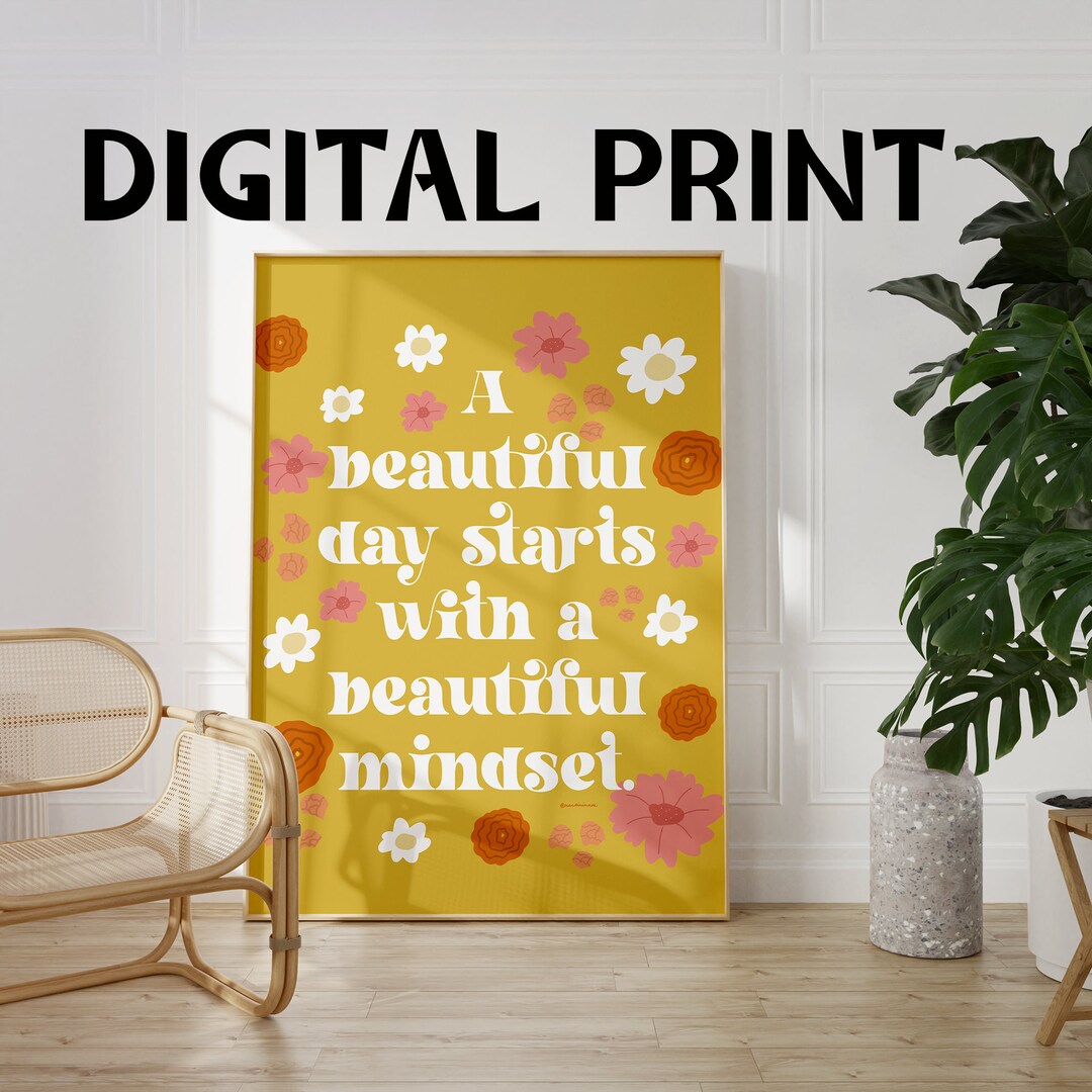 A Beautiful Mindset Digital Download Wall Art - Green Wall Art, Self ...