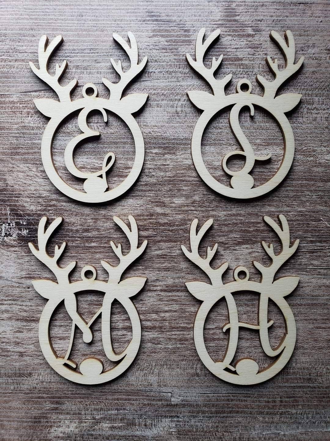 Reindeer Initial Christmas Ornament Letter - Etsy