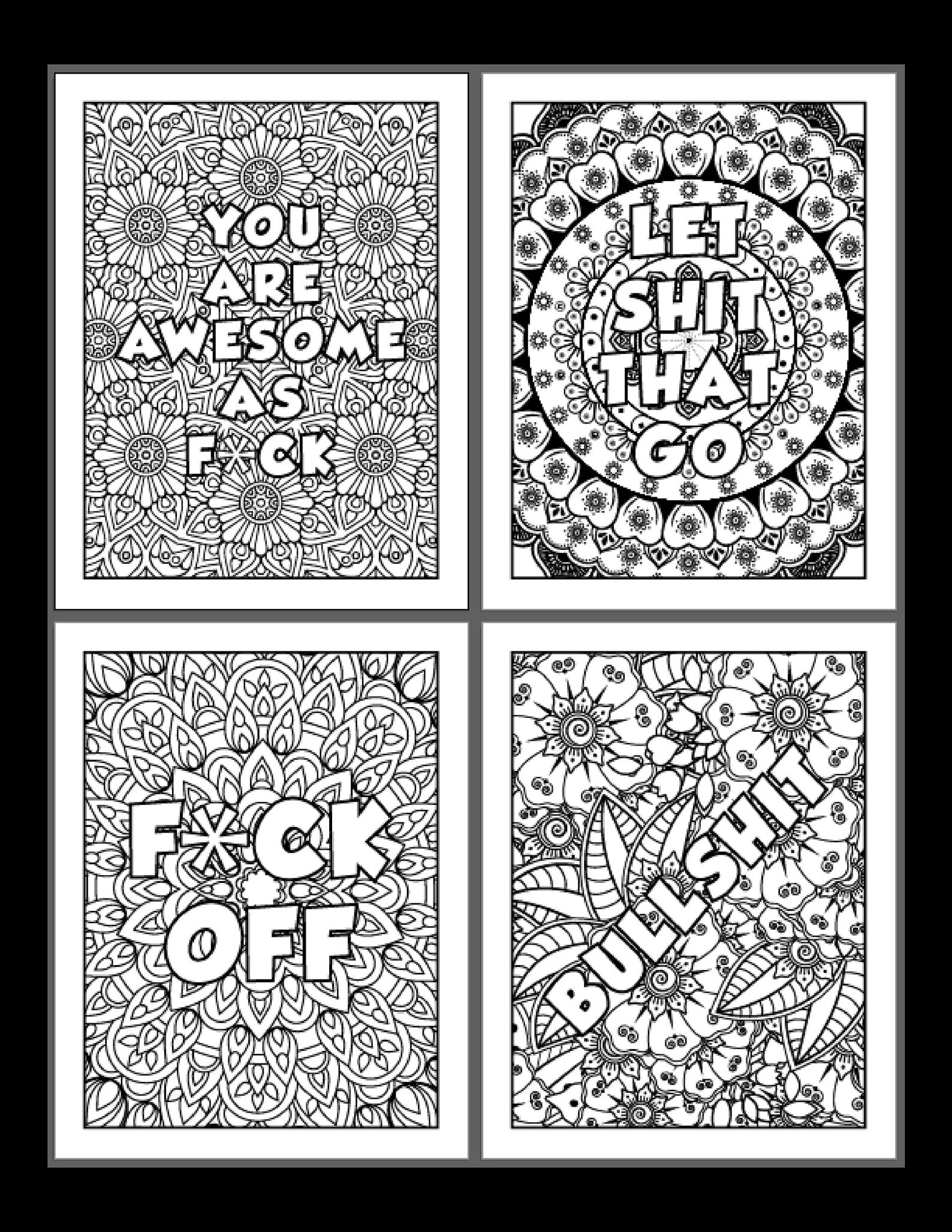 Adult Swear Word Coloring Page, Adult Swear Word Printable Coloring ...