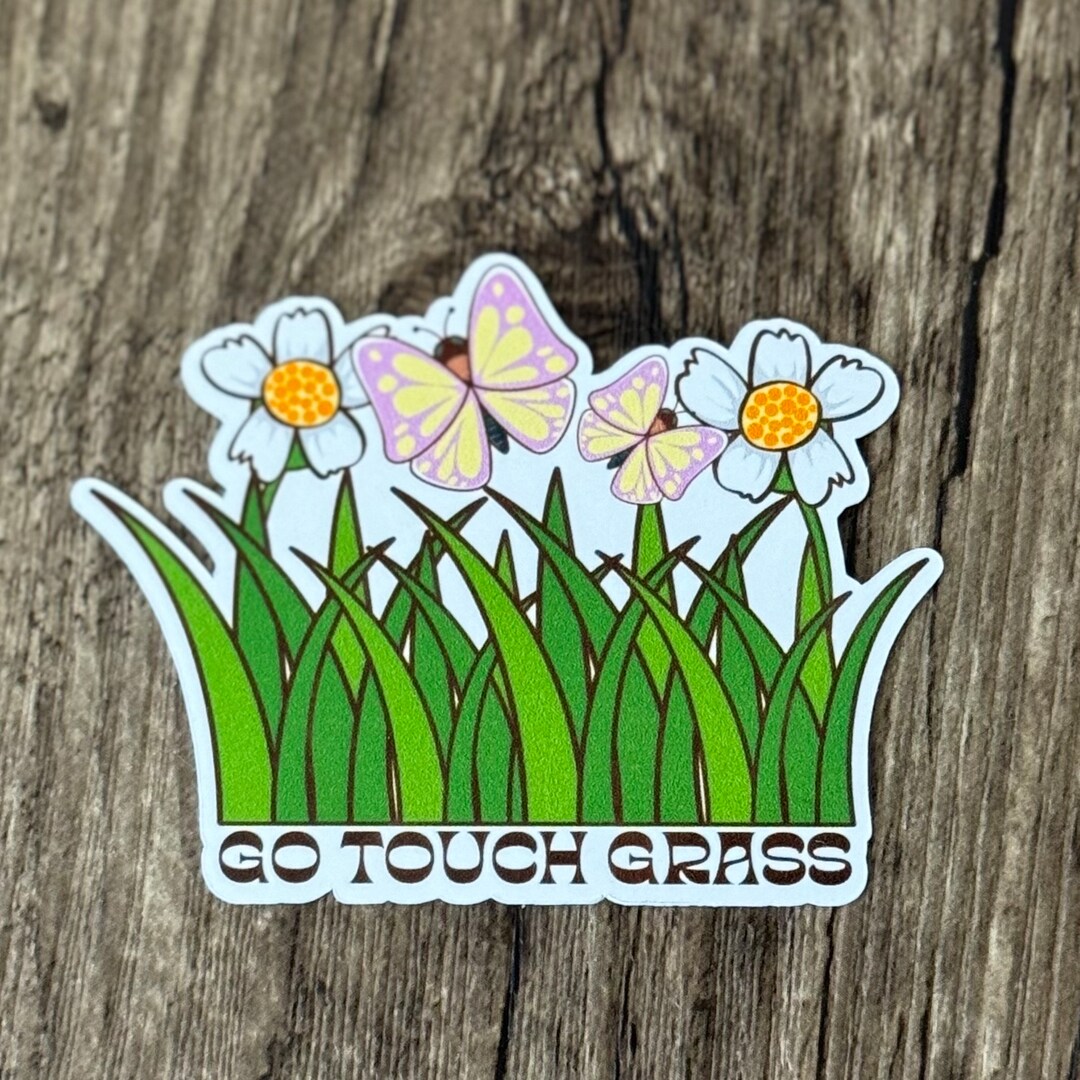 Grass Sticker, Touch Grass Sticker, Mental Health Sticker, Laptop Sticker, Funny Sticker, Water ...
