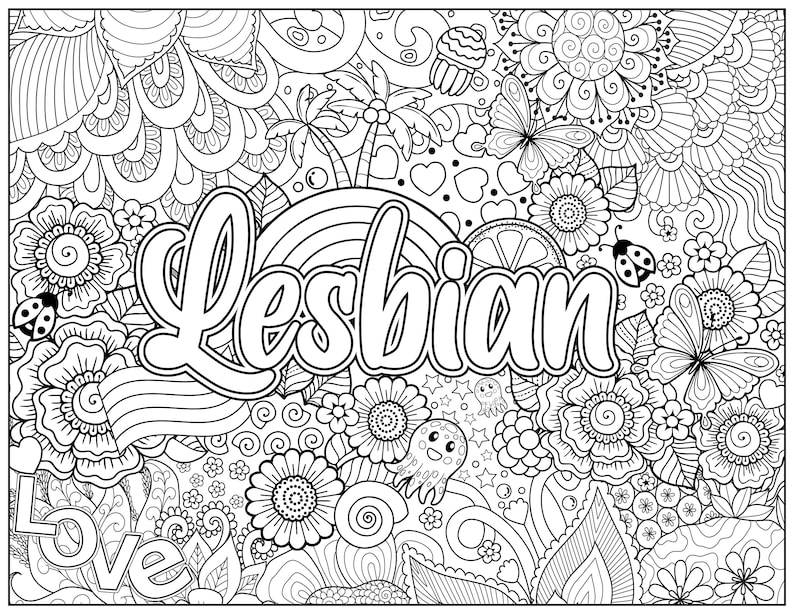 Lesbian Colouring, Pride Coloring, Printable Colouring Page, Printable ...