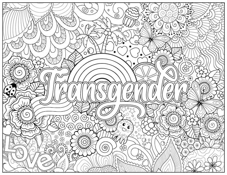 Trans Colouring, Pride Coloring, Printable Colouring Page, Printable ...