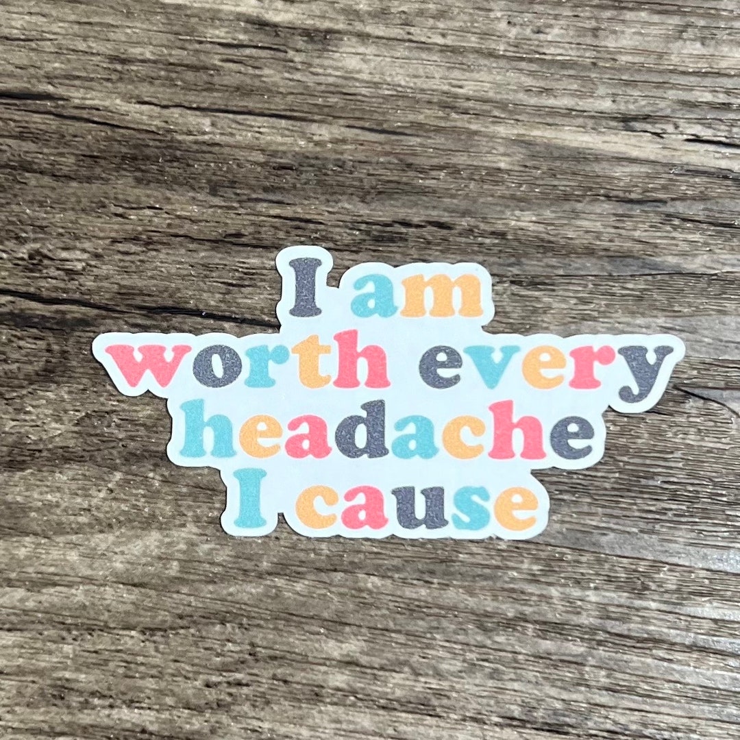 Headache Sticker, Typography Sticker, Retro Sticker, Die Cut, Laptop ...