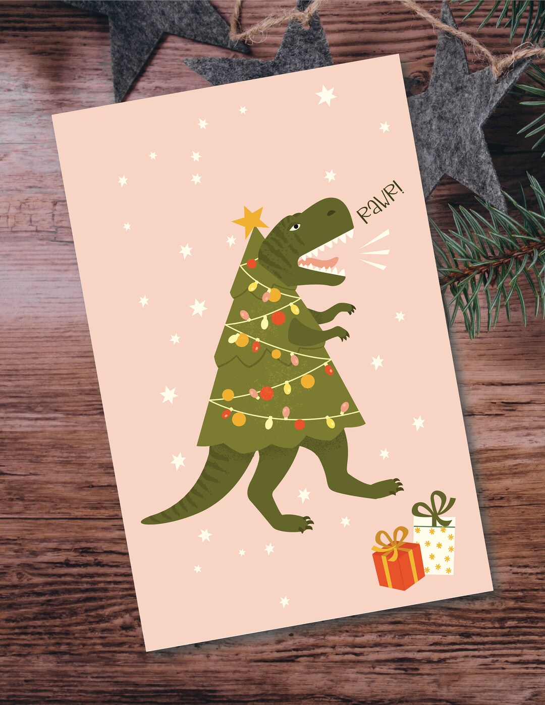 Rawr, Dino Christmas Card, Dino Holiday Card, Trex Christmas, Trendy ...