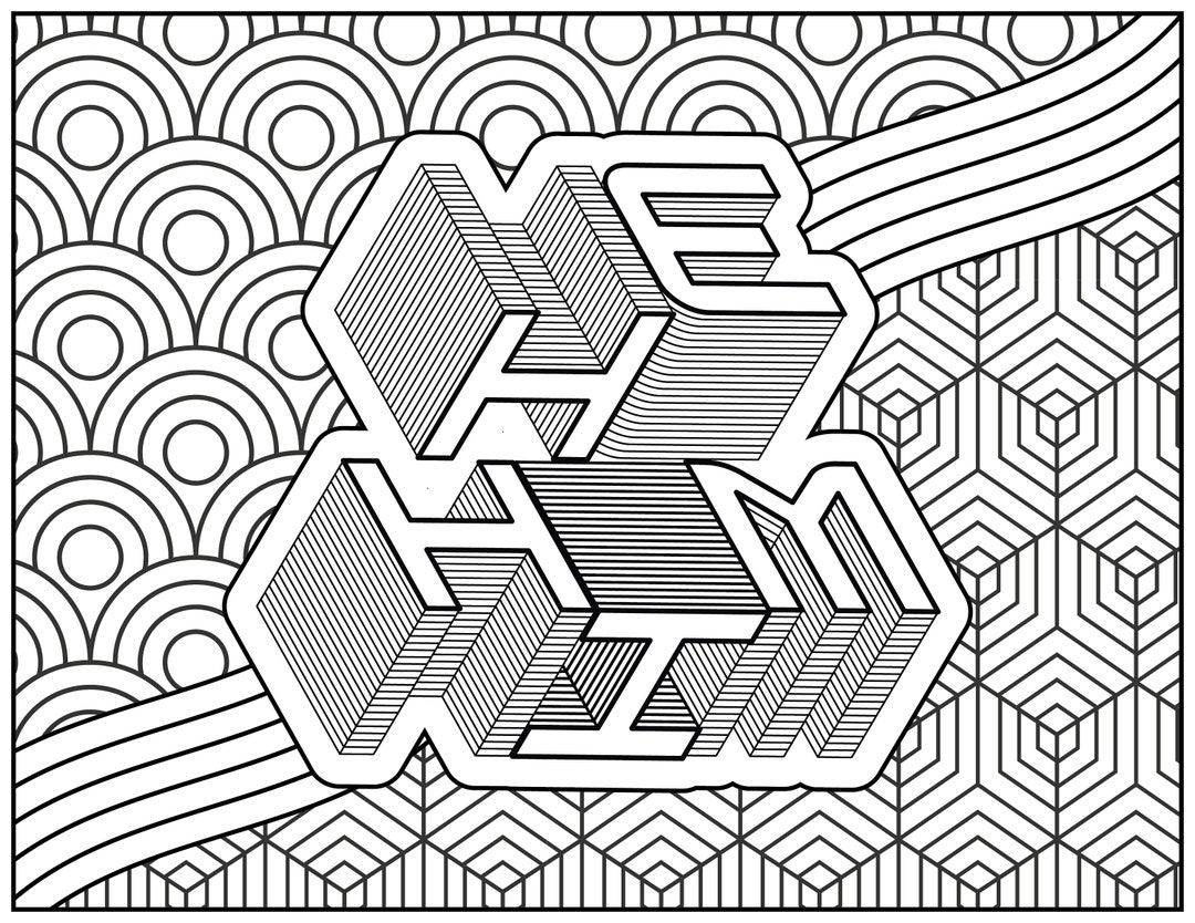 Pronoun Colouring, Pride Coloring, Printable Colouring Page, Printable ...