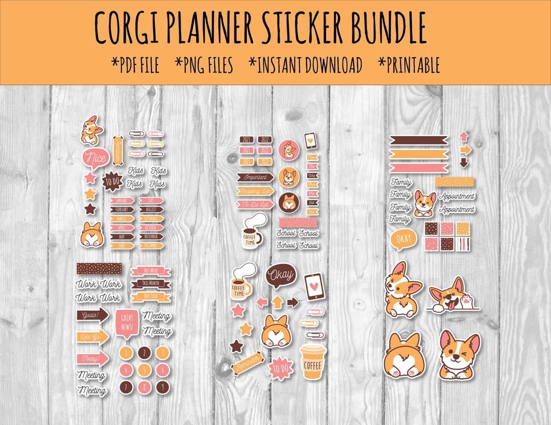 Downloadable Planner Stickers, Printable Sticker Bundle, Planner Bundle ...