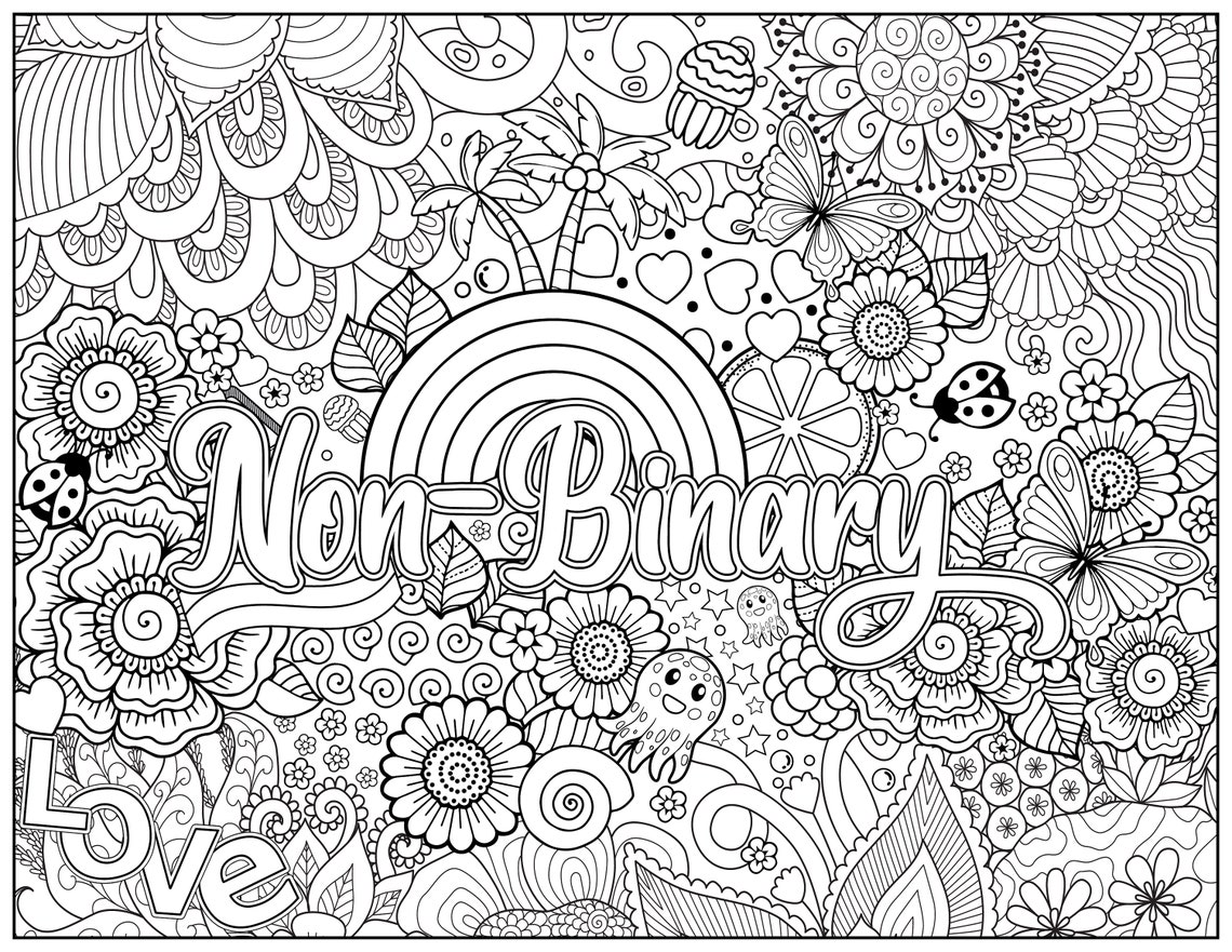 Non Binary Colouring, Printable Colouring Page, Printable Coloring ...