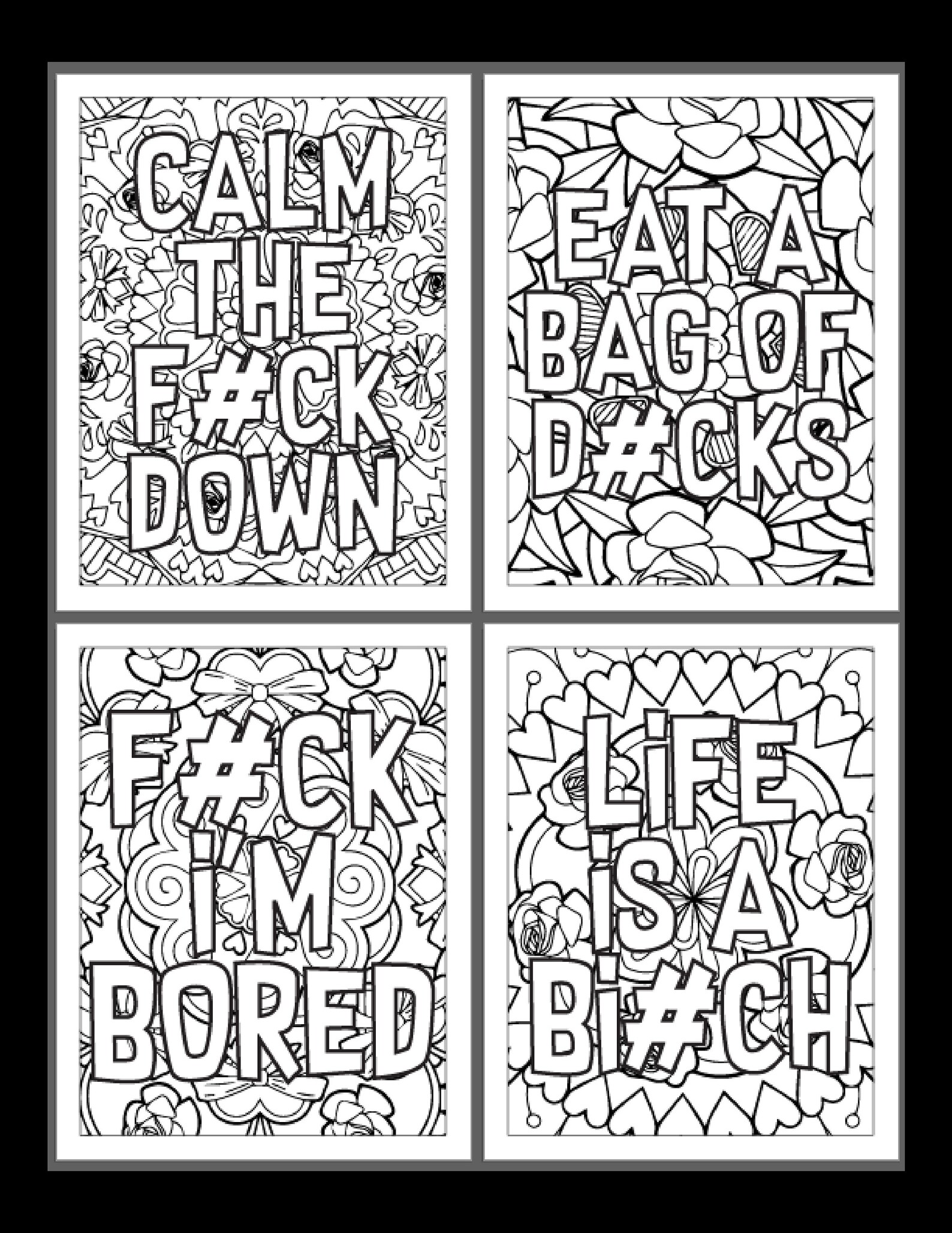 Adult Swear Word Coloring Page, Adult Swear Word Printable Coloring ...