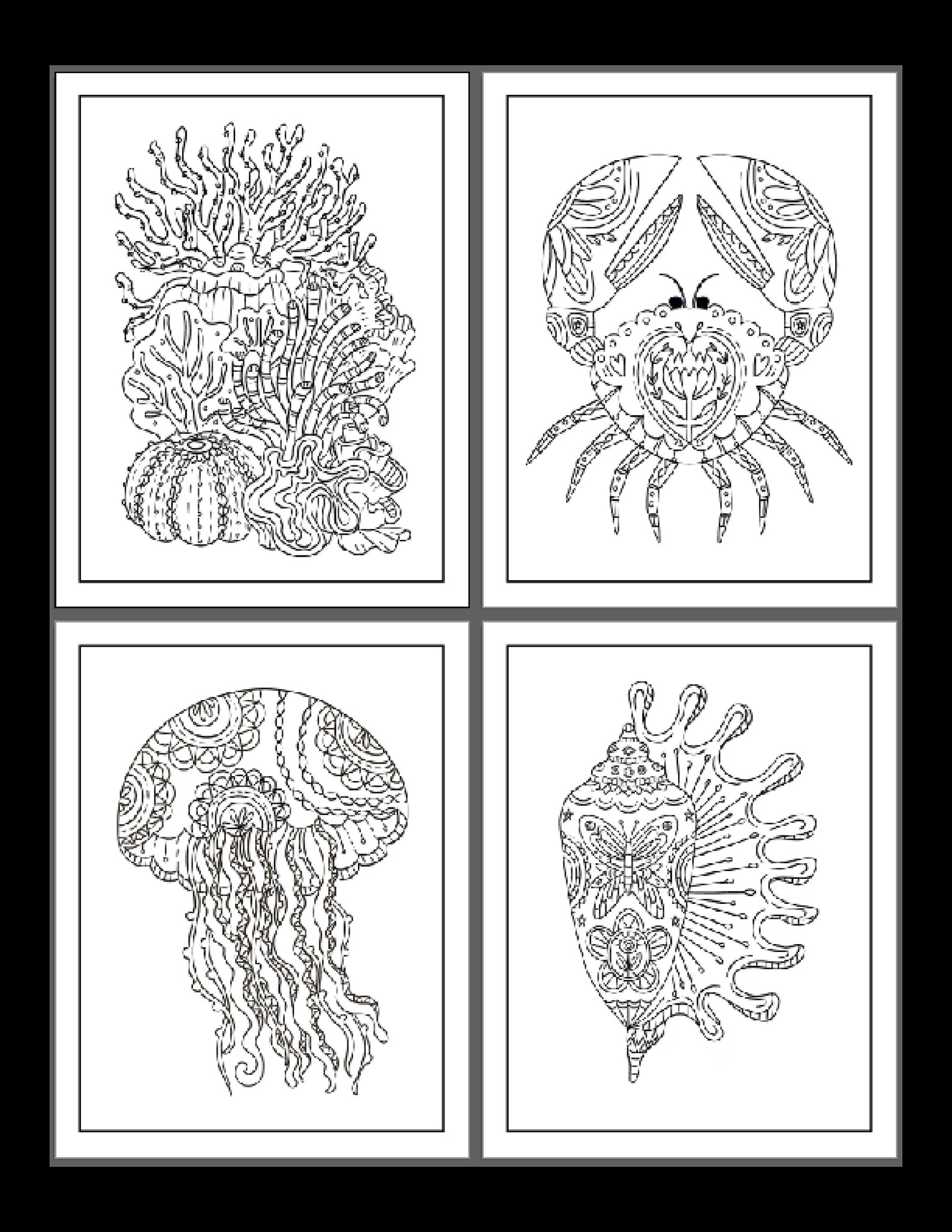 Mandala Sea Creature Coloring Page, Sea Creature Printable Coloring ...